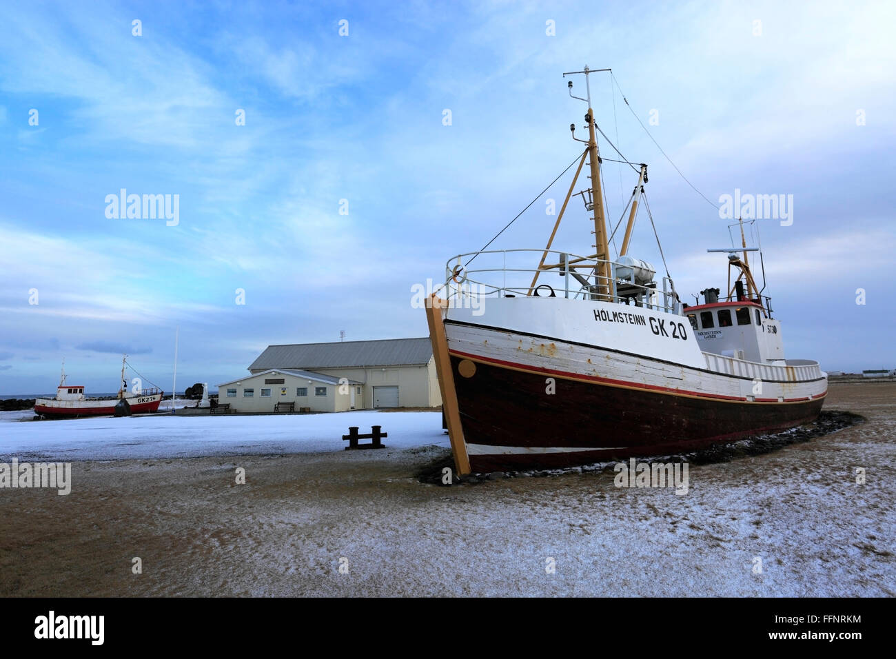 The municipal museum and Gardskagi Lighthouse, Gardur village ...
