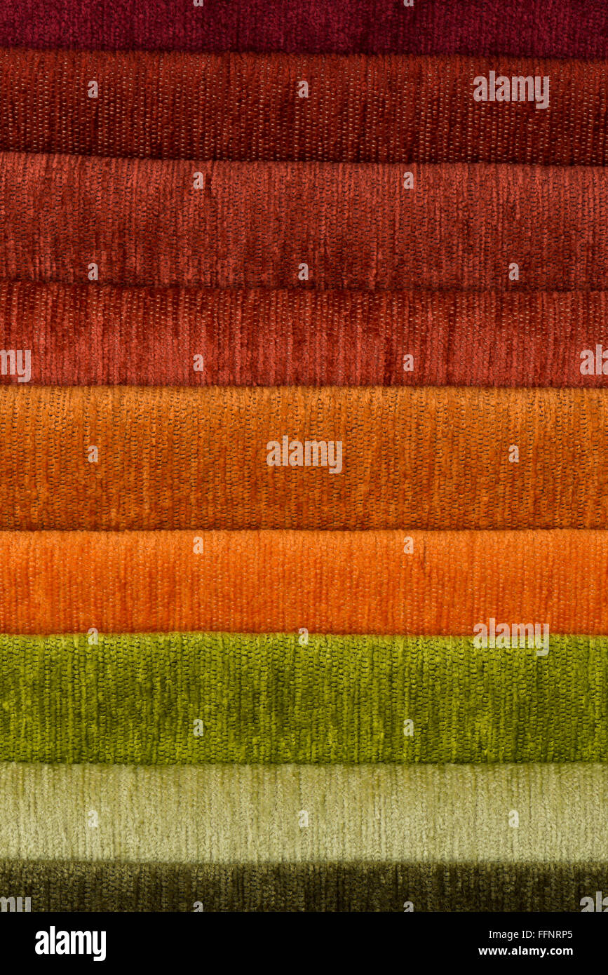 Closeup detail of multi color fabric samples texture background Stock ...