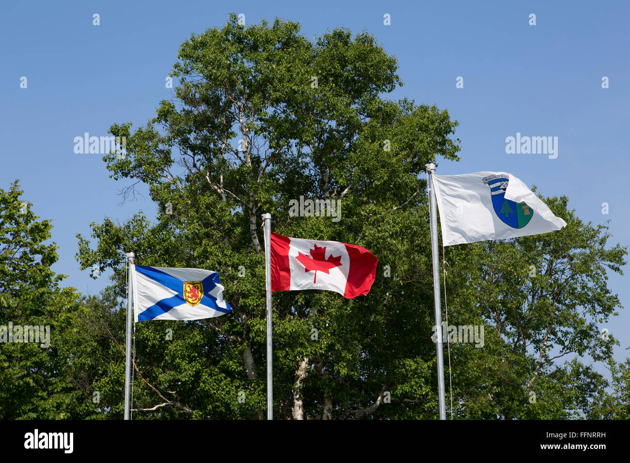 The flags of Nova Scotia and Canada in Nova Scotia, Canada. They ...