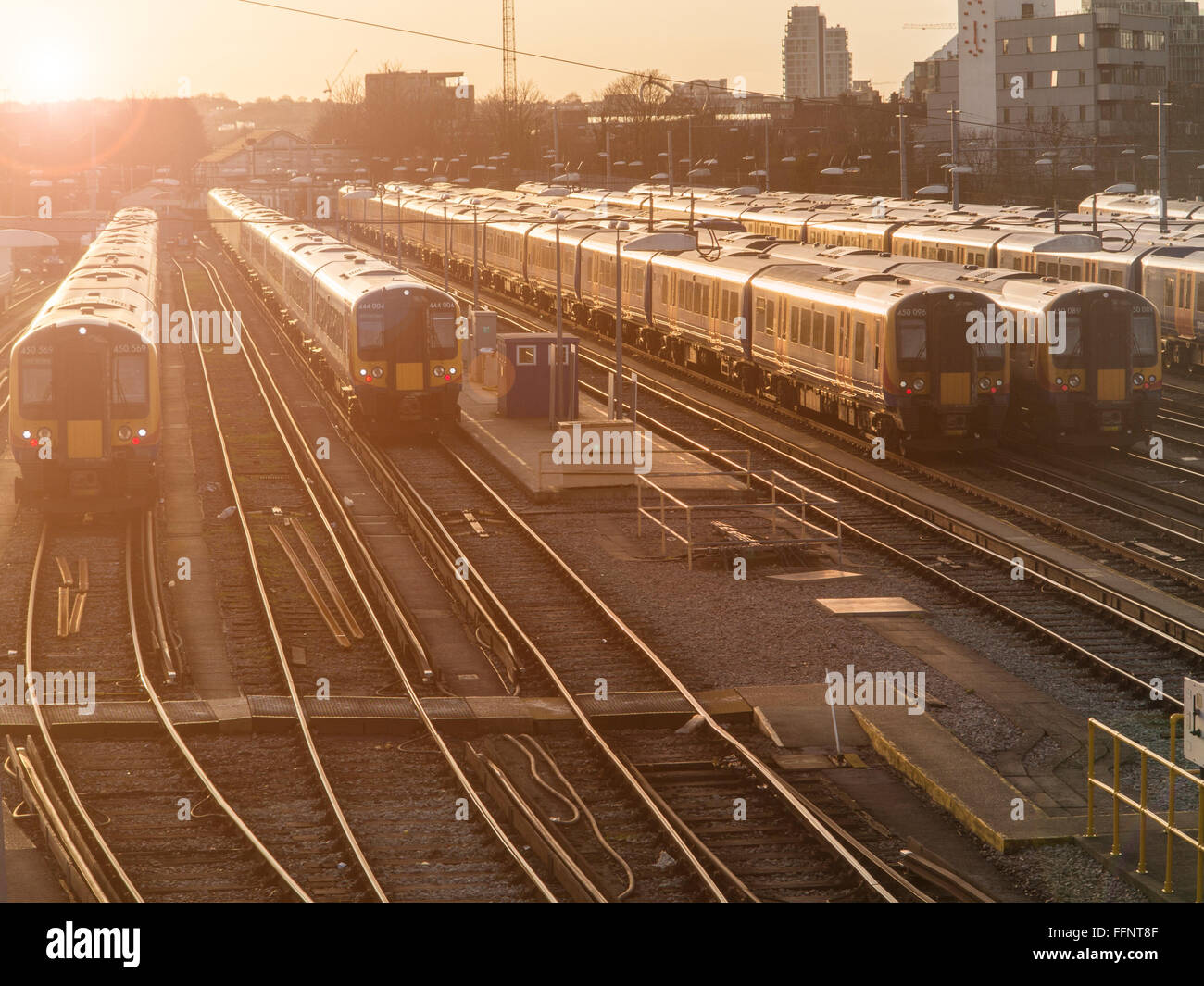 Dusk at Clapham Junction railway station Stock Photo - Alamy