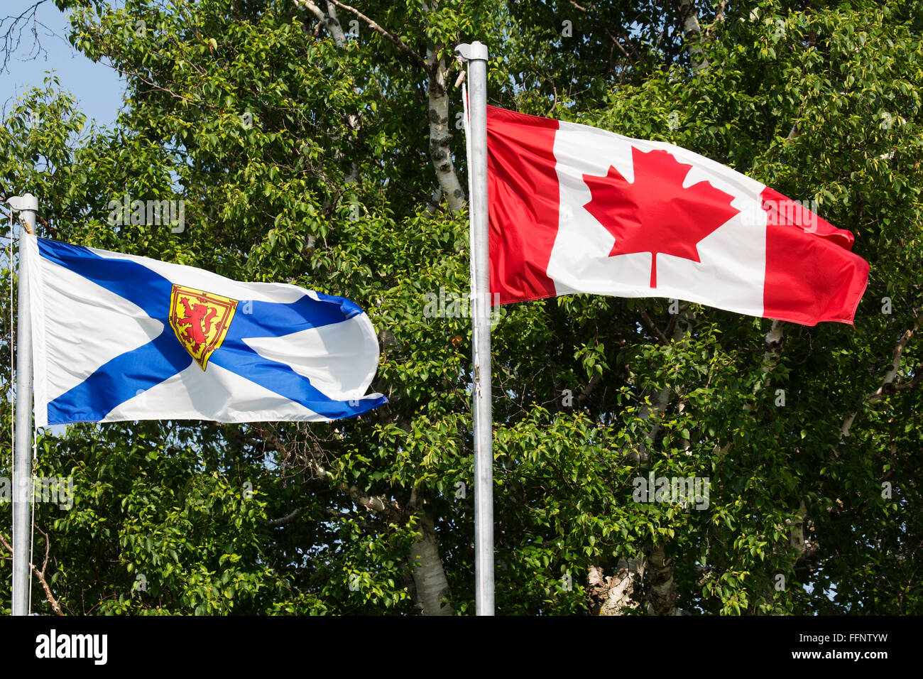 The flags of Nova Scotia and Canada in Nova Scotia, Canada. They ...