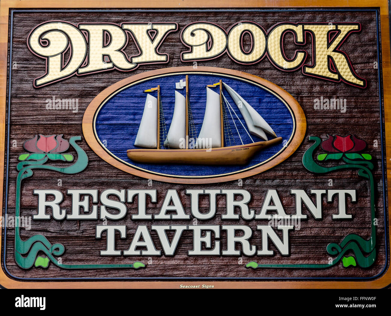 Sign for the Dry Dock Restaurant and Tavern in Portland, Maine Stock ...