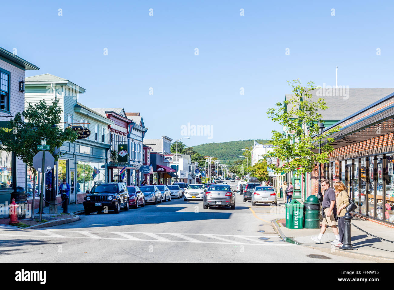 Streets of Bar Harbor Maine with shops and people Stock Photo - Alamy