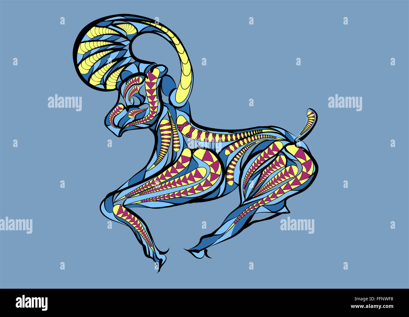 aries zodiac sign. abstract ethnic vector silhouette Stock Photo - Alamy