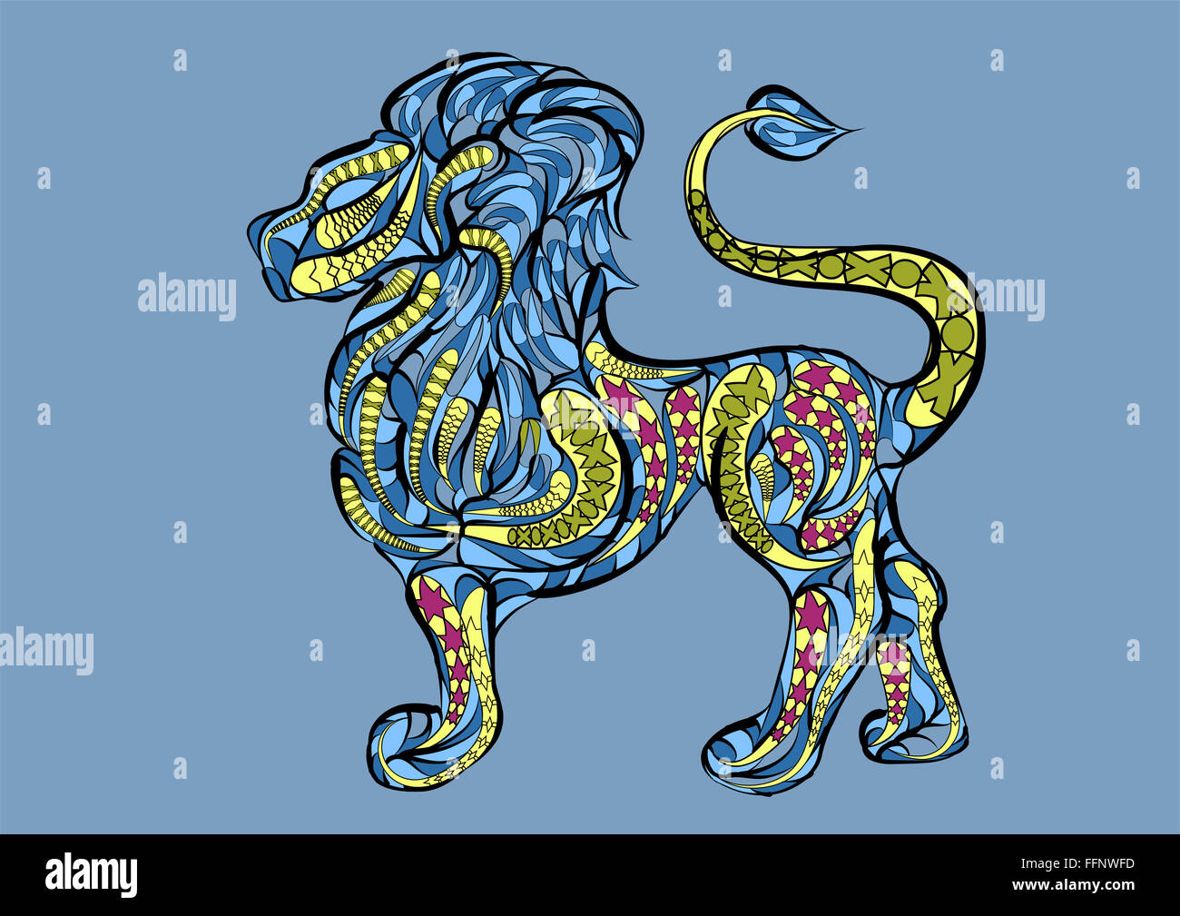 leo zodiac sign. ethnic abstract simbol Stock Photo - Alamy