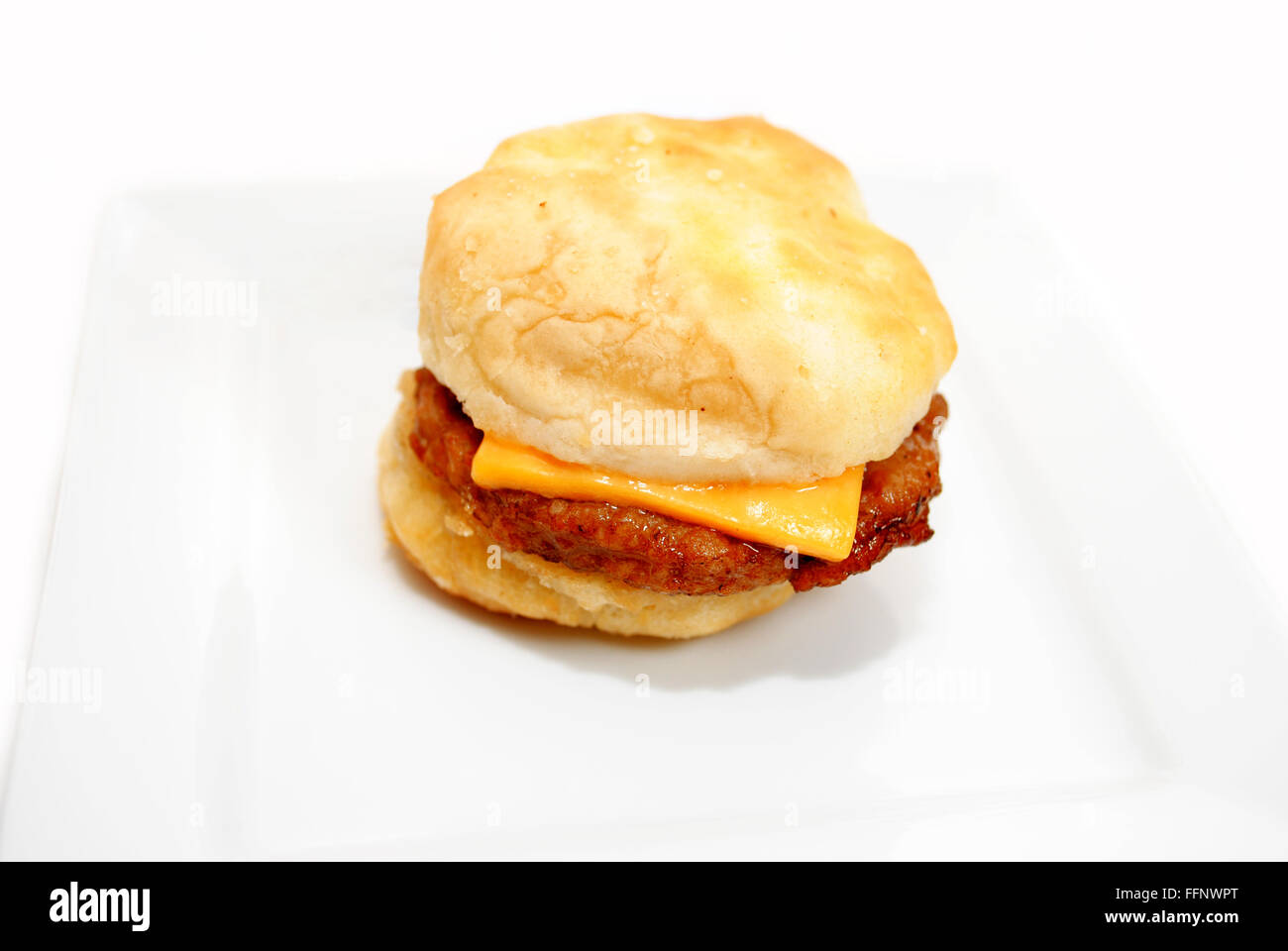 Biscuit Sandwich with Sausage and Cheese Stock Photo - Alamy