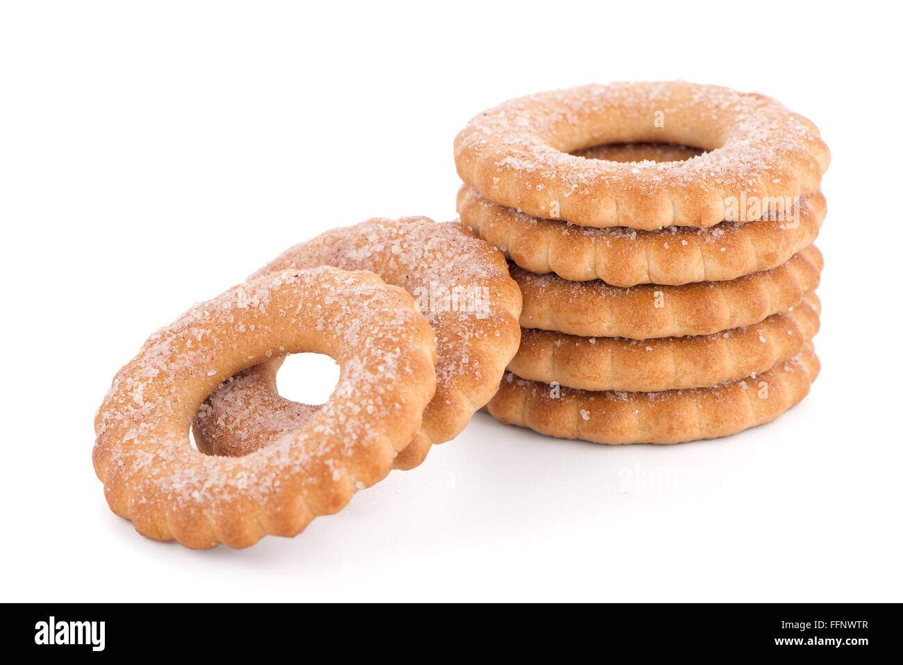 Rings biscuits pile isolated on a white background Stock Photo - Alamy