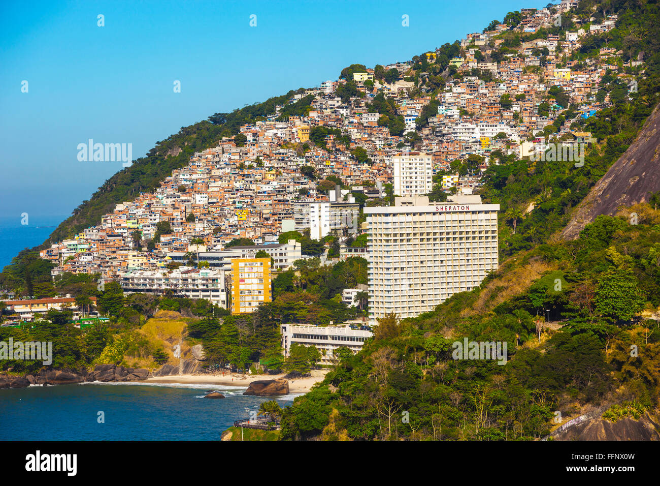 Sheraton Hotel and Vidigal Favela. Rio de Janeiro. Brazil Stock Photo ...