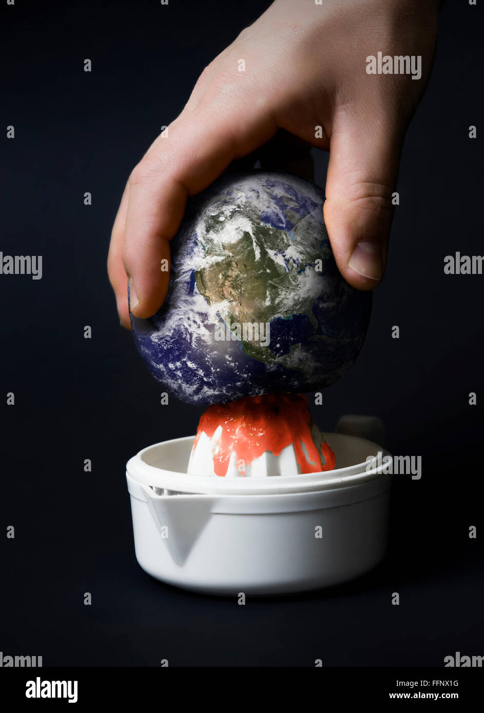 Planet earth squeezed and squashed Stock Photo - Alamy