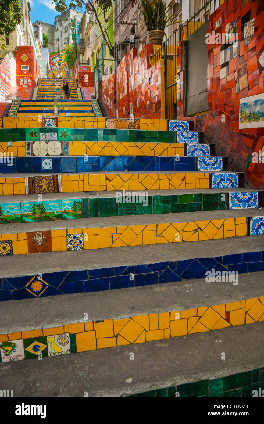 Escadaria Selaron Stairs. Lapa District. Rio de Janeiro. Brazil Stock ...