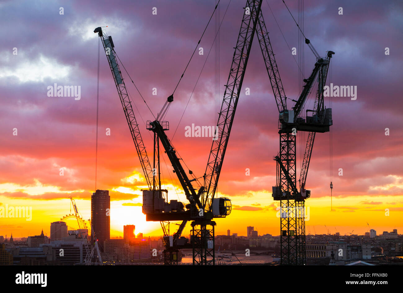 Tower cranes on the new Bloomberg Place office development in the City ...