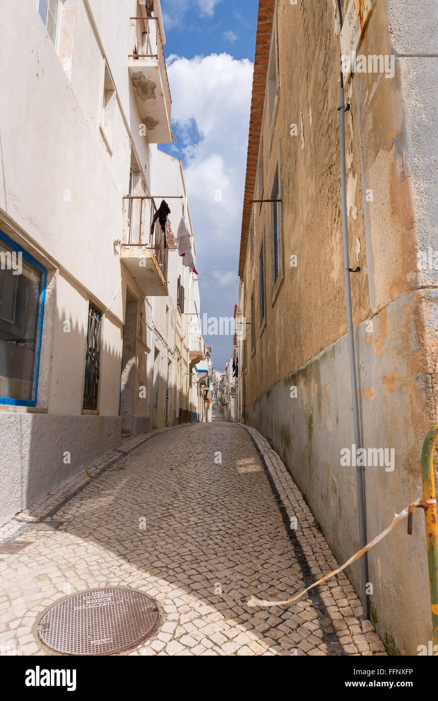 Street view of Nazare. City of tourist destination on the Atlantic ...