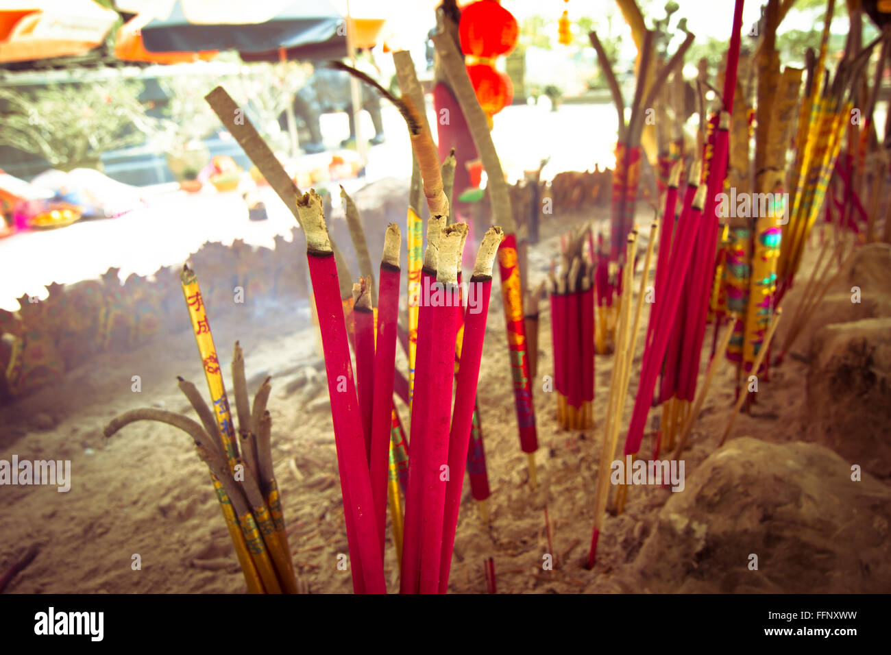 Incense sticks burning in chinese temple in thailand,asian traditional ...
