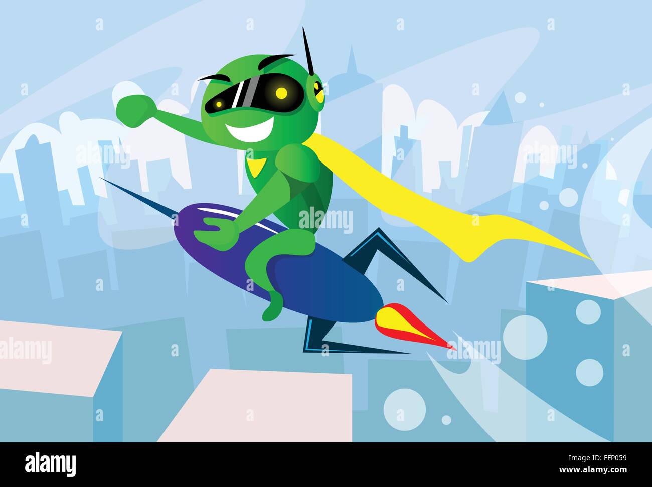 Cartoon robot on rocket hi-res stock photography and images - Alamy