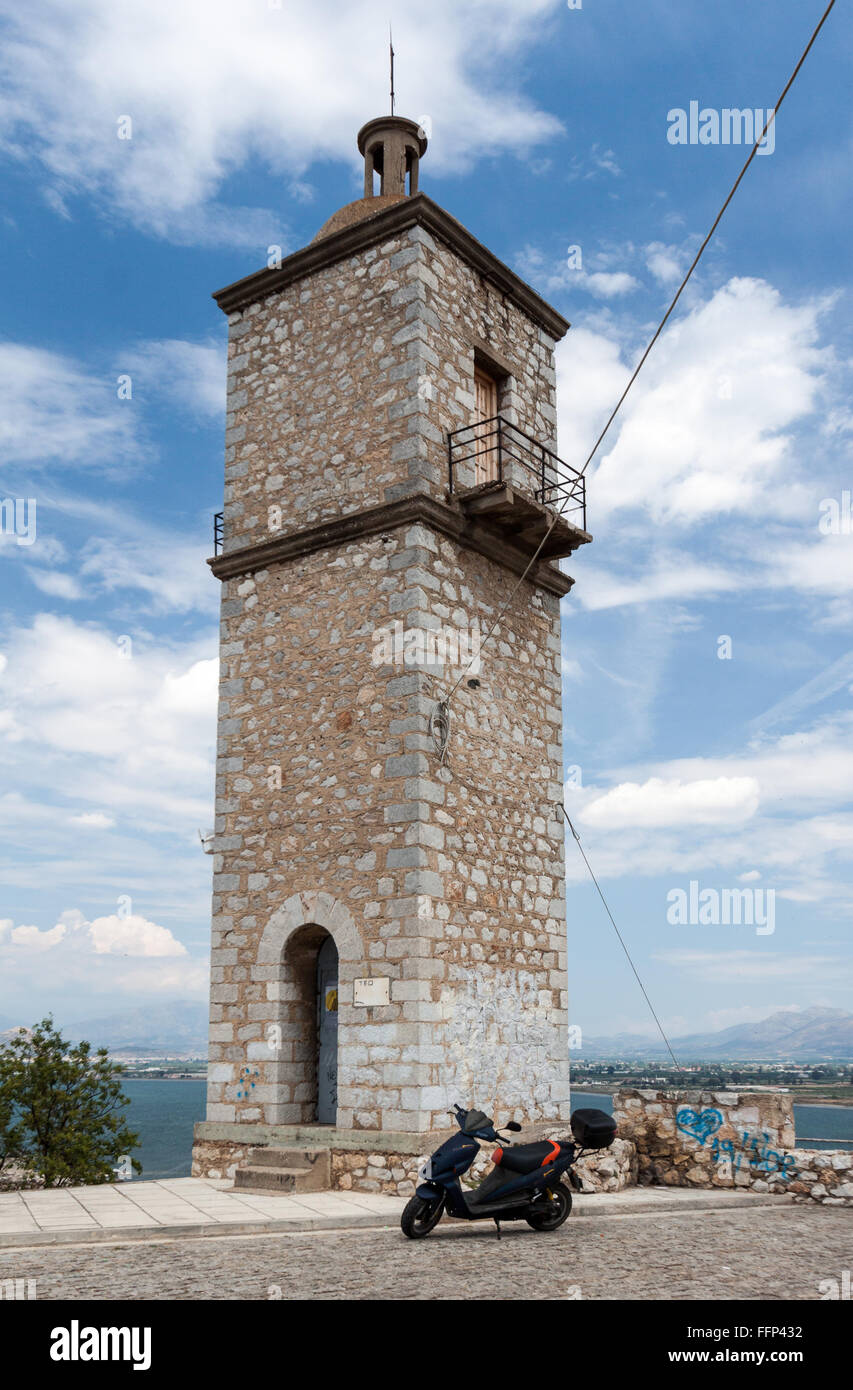 Stone Tower in Akronafplia fortress, Nafplio, Peloponnese, Greece Stock ...