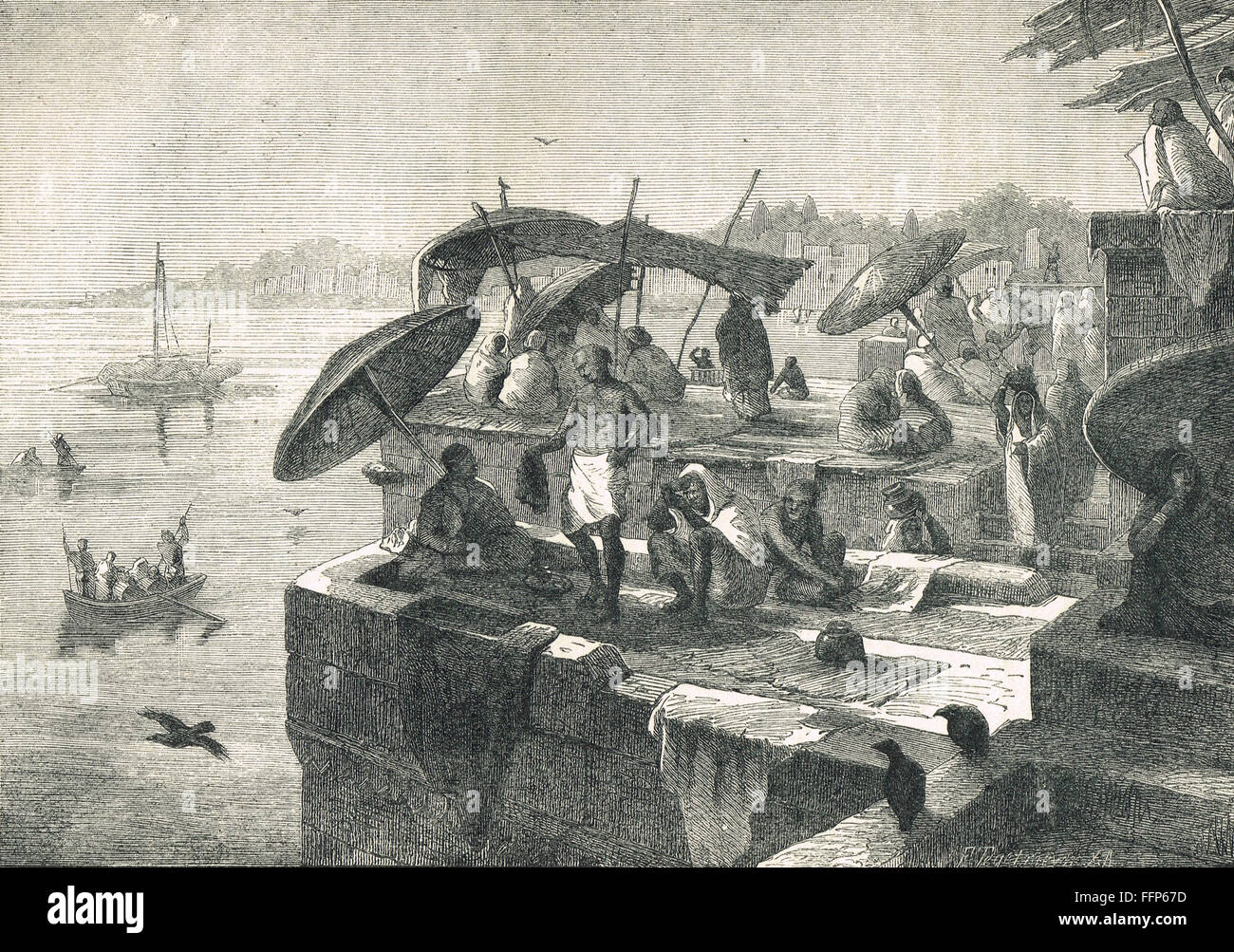 Temple Steps Benares (AKA Varanasi) Uttar Pradesh India Stock Photo - Alamy