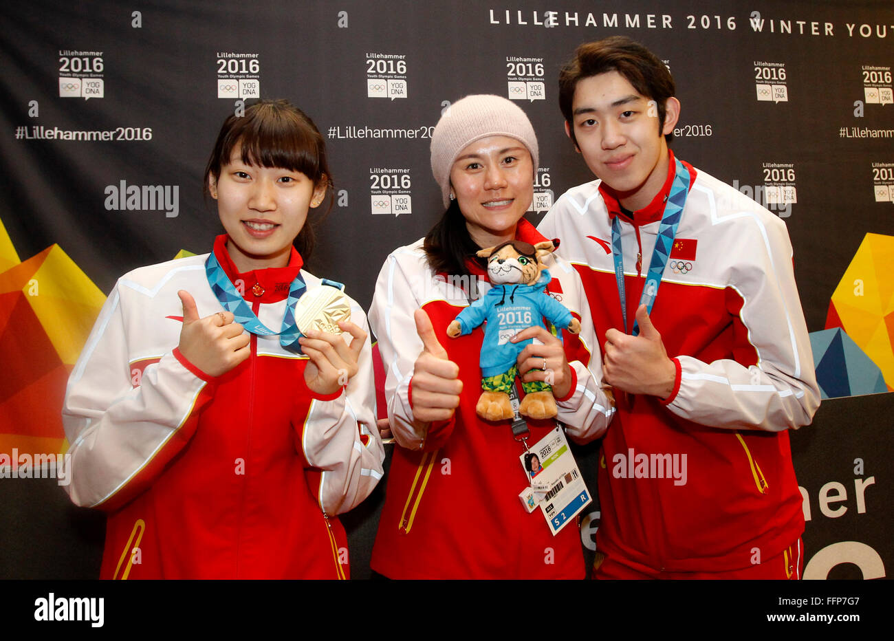 Gjovik, Geng Li during the short track speed skating event at ...