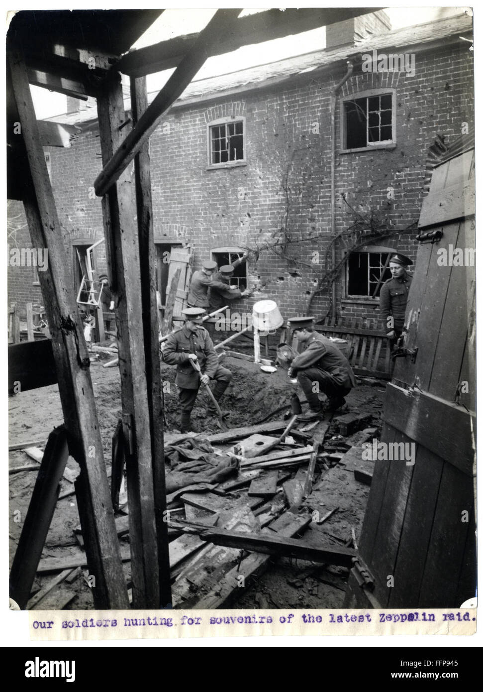 This book presents photographs from a Zeppelin raid over England ...