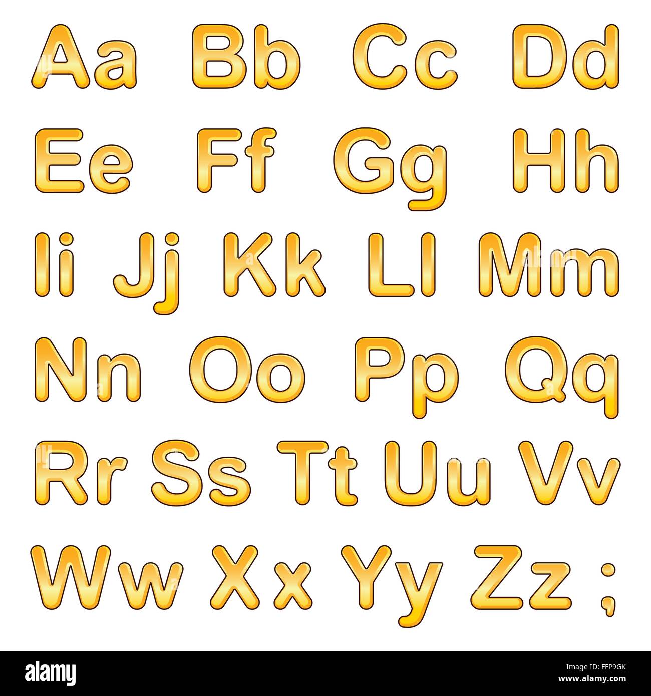 Alphabet yellow letters on a white background Stock Vector Image & Art ...