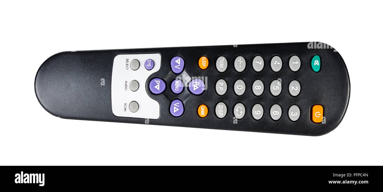 TV remote control isolated on white background Stock Photo - Alamy