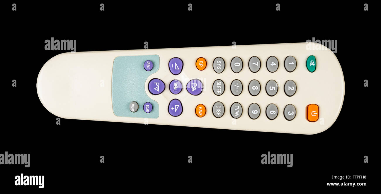 TV remote control isolated on black background Stock Photo - Alamy
