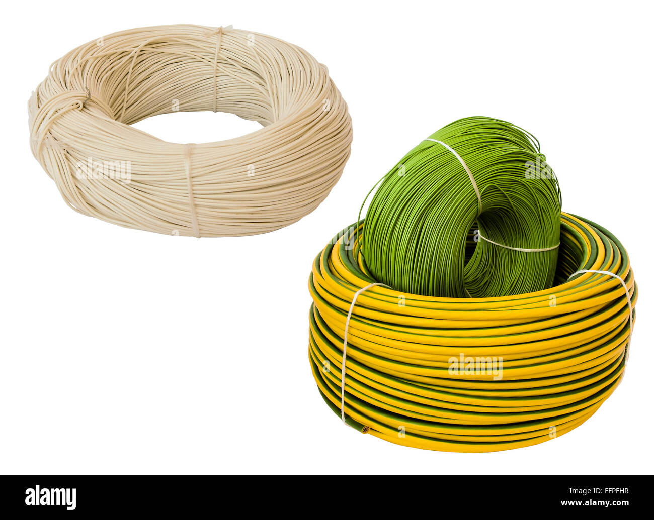 set colored electric cable on white background, isolated Stock Photo ...