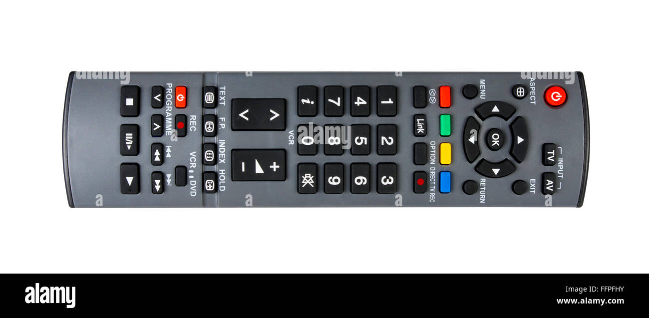 TV remote control isolated on white background Stock Photo - Alamy