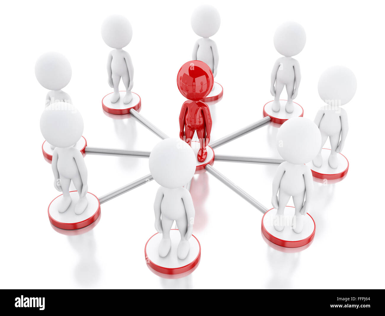 3d renderer image. White people in social network. Isolated white ...