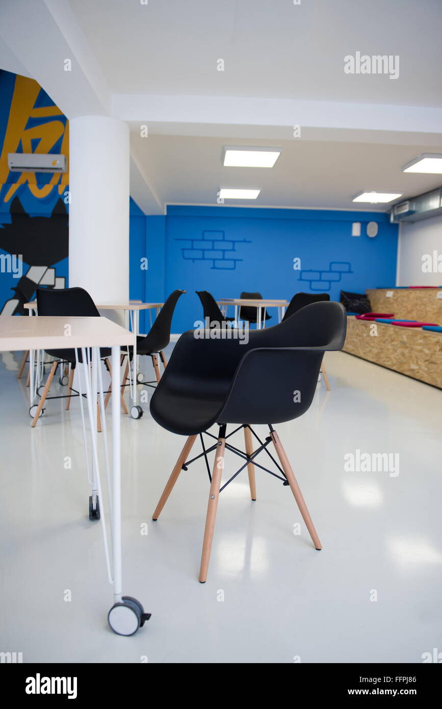 startup business office interior details, bright modern working space ...