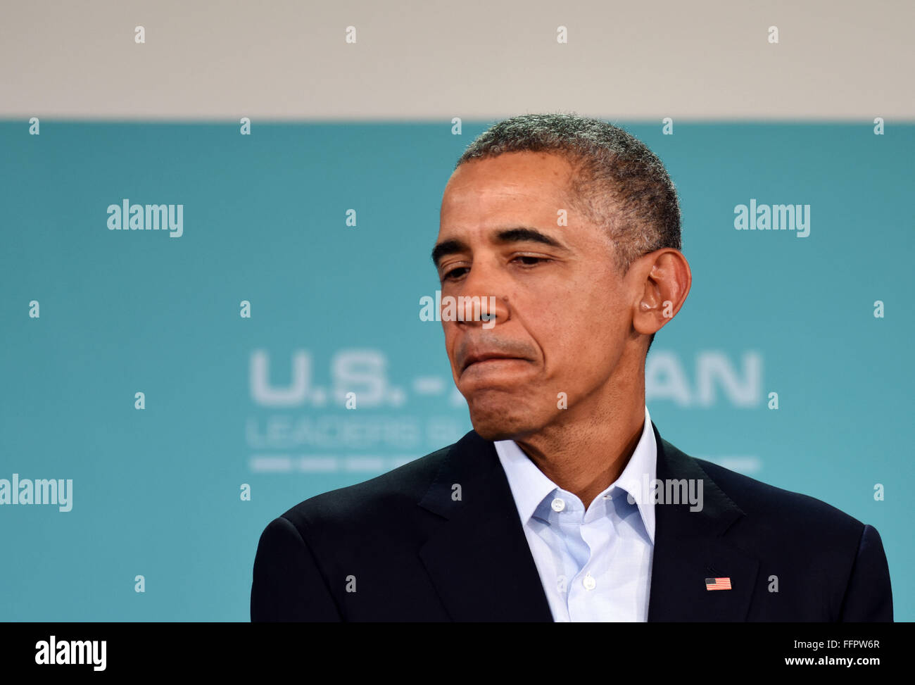 Rancho Mirage, USA. 16th Feb, 2016. U.S. President Barack Obama speaks ...