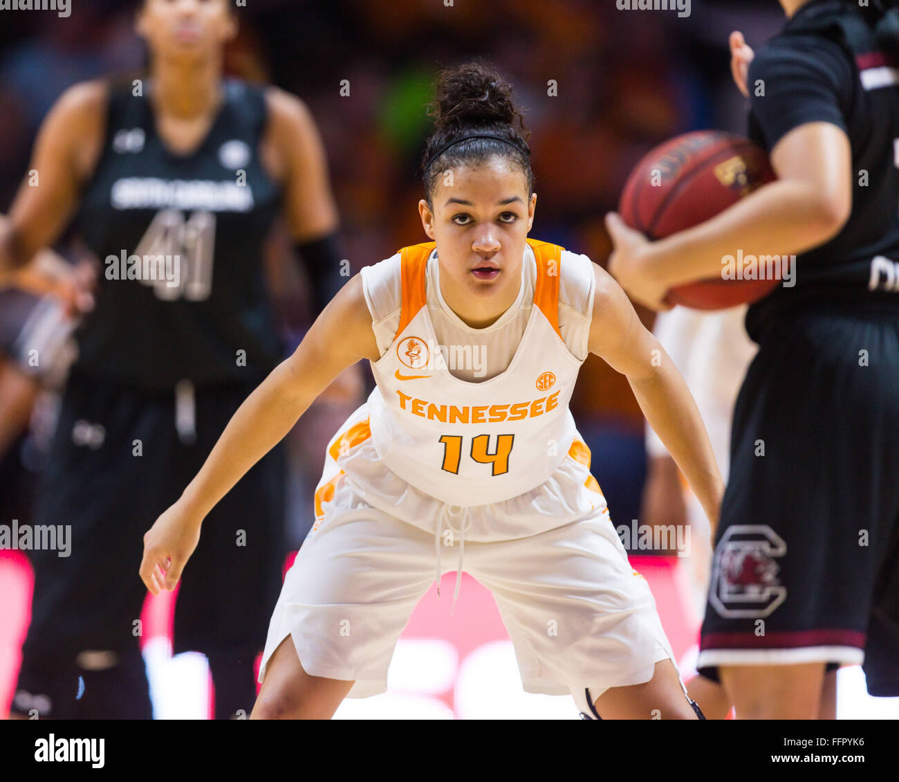 February 15, 2016: Andraya Carter #14 of the Tennessee Lady Volunteers ...