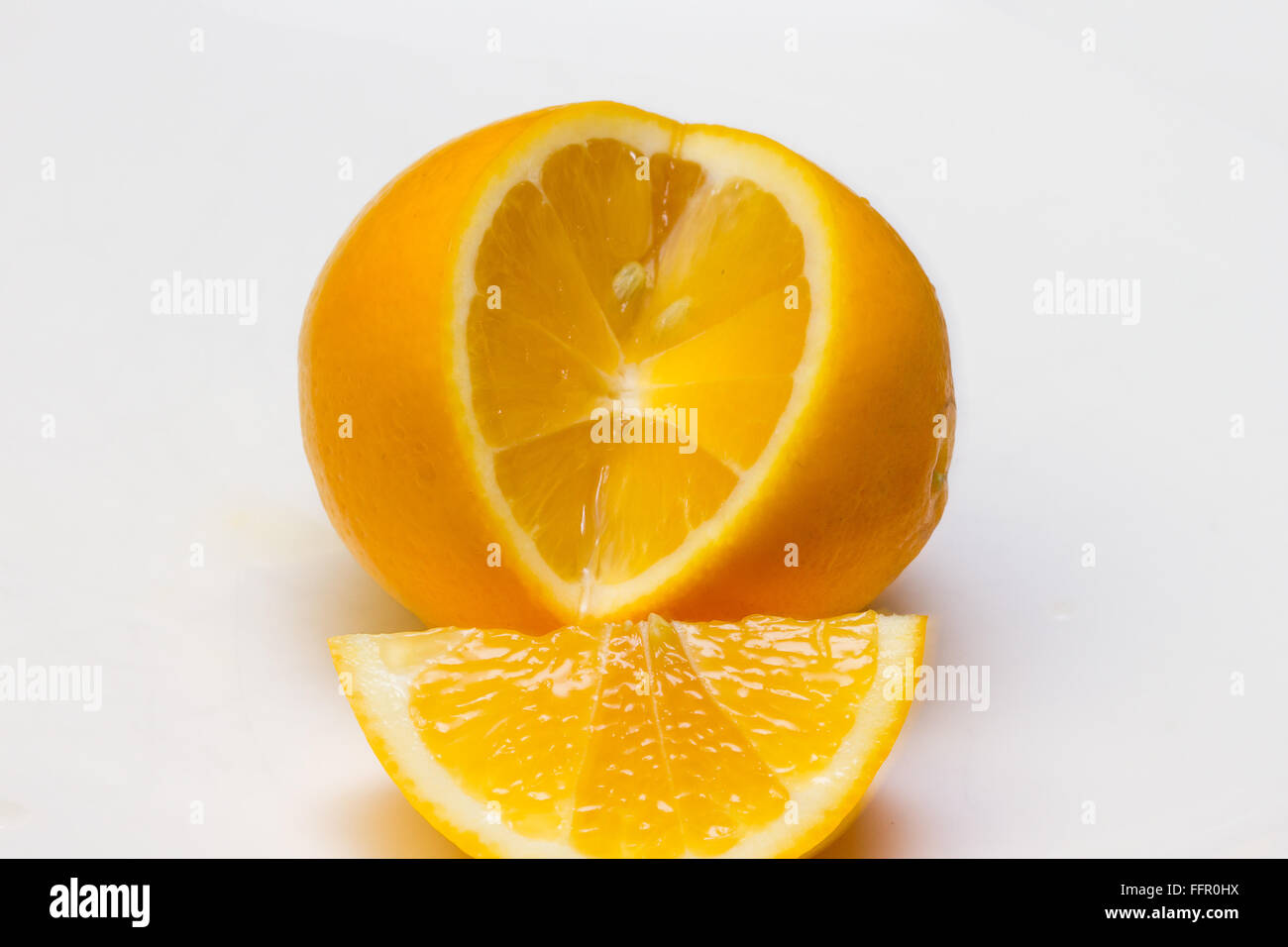 Meyer Lemons displayed on a white background. Meyer Lemons are thought ...