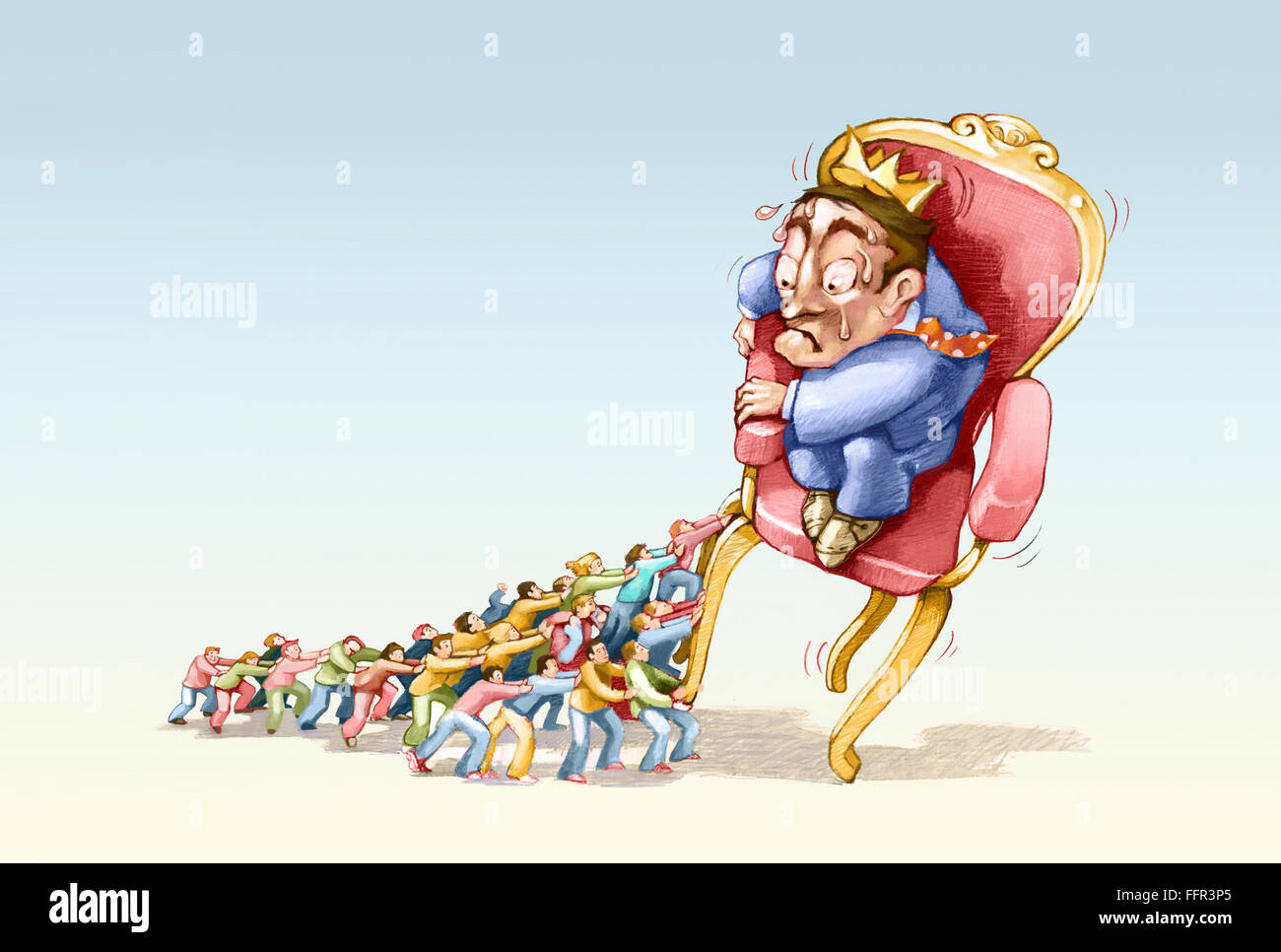 Cartoon People Bowing To King