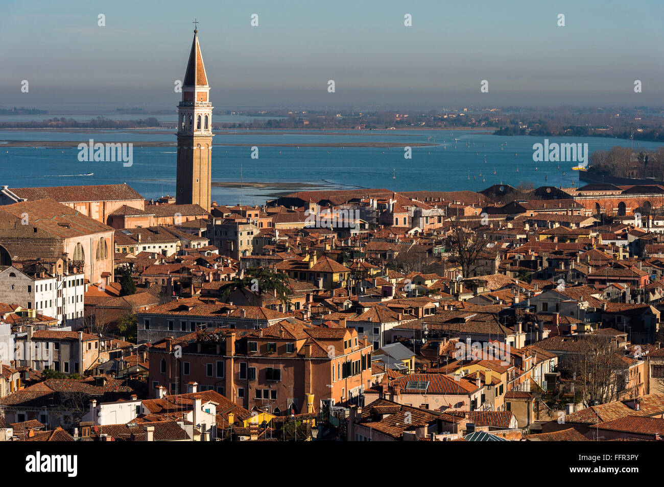 View of historic centre with church San Francesco della Vigna over the ...