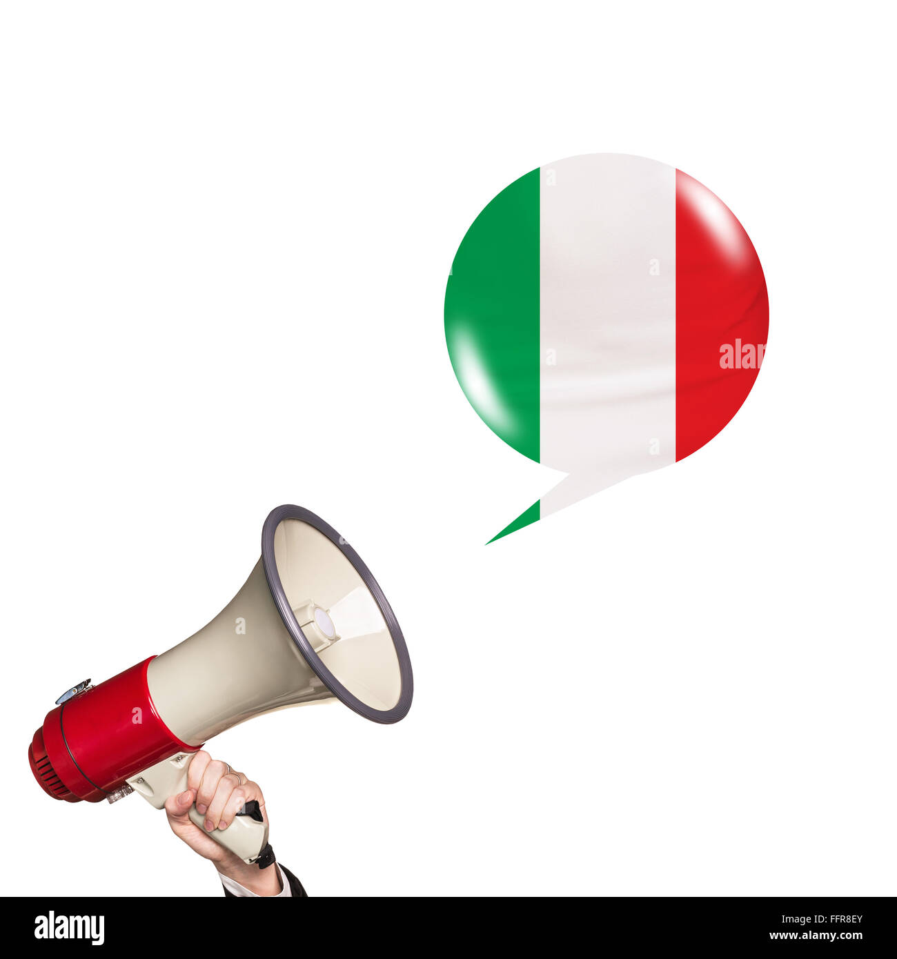 Hand bullhorn speech bubble hi-res stock photography and images - Alamy
