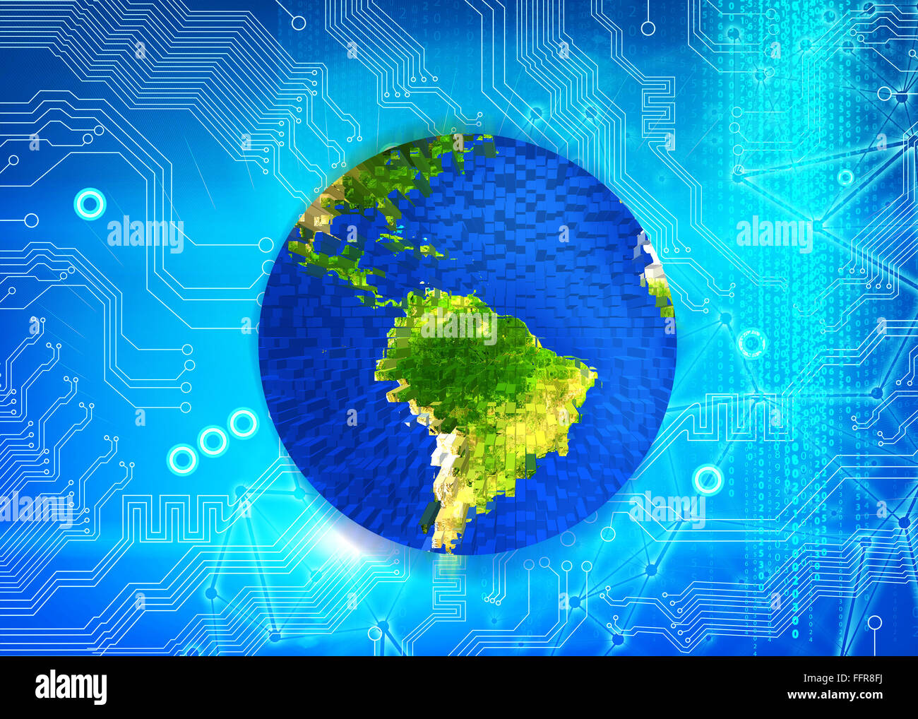 Colorful earth on motherboard background. Elements of this image ...