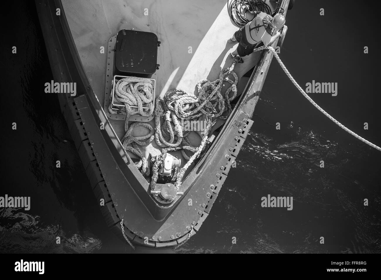 Work boat mooring Black and White Stock Photos & Images - Alamy