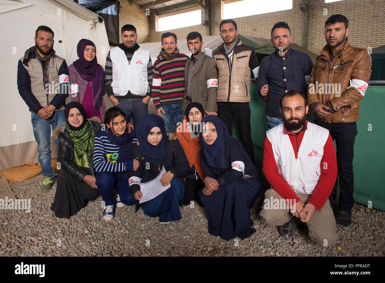 MSF Health promoters at work in Arbat refugee kamp, Northern Iraq Stock ...