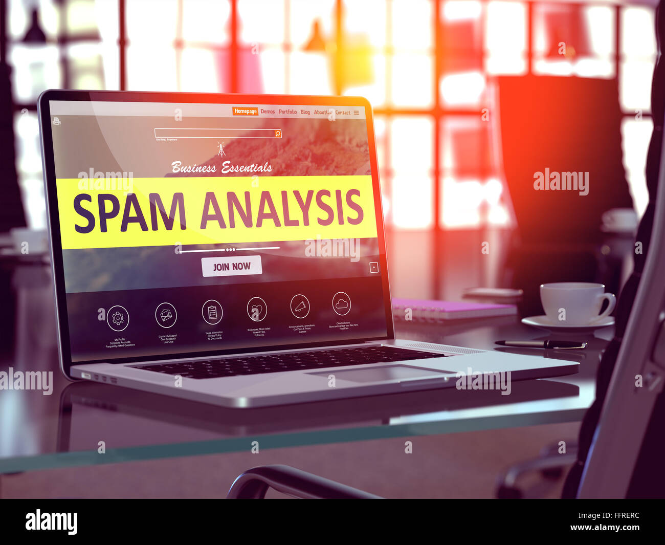 Spam Analysis on Laptop in Modern Workplace Background Stock Photo - Alamy