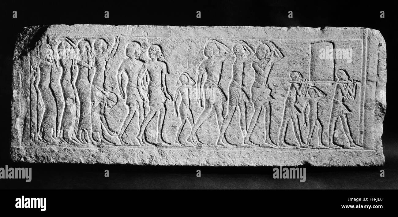 EGYPT: FUNERAL PROSESSION. /nLimestone relief of a funeral procession ...