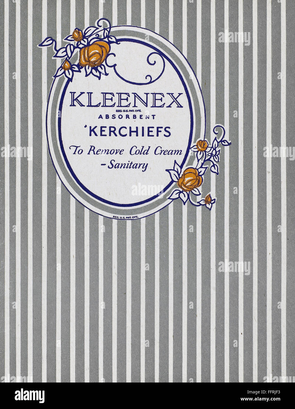 KLEENEX TISSUES, 1924. /nPackaging for Kleenex facial tissues, first ...