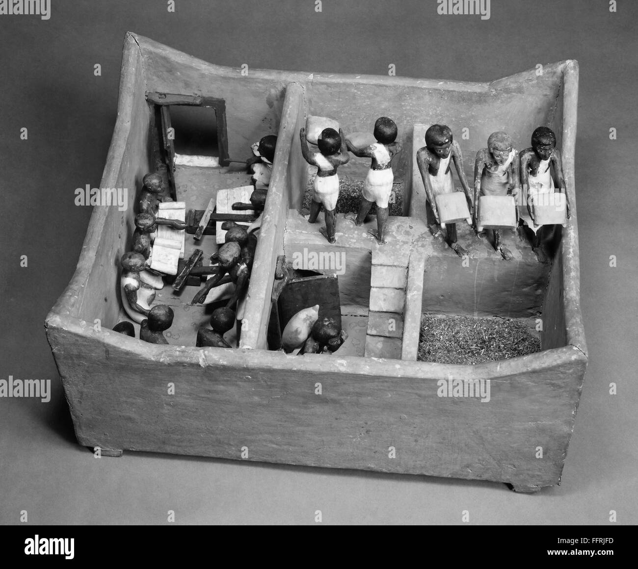 ANCIENT EGYPT: GRANARY. /nPainted wood model of a granary shop from a ...