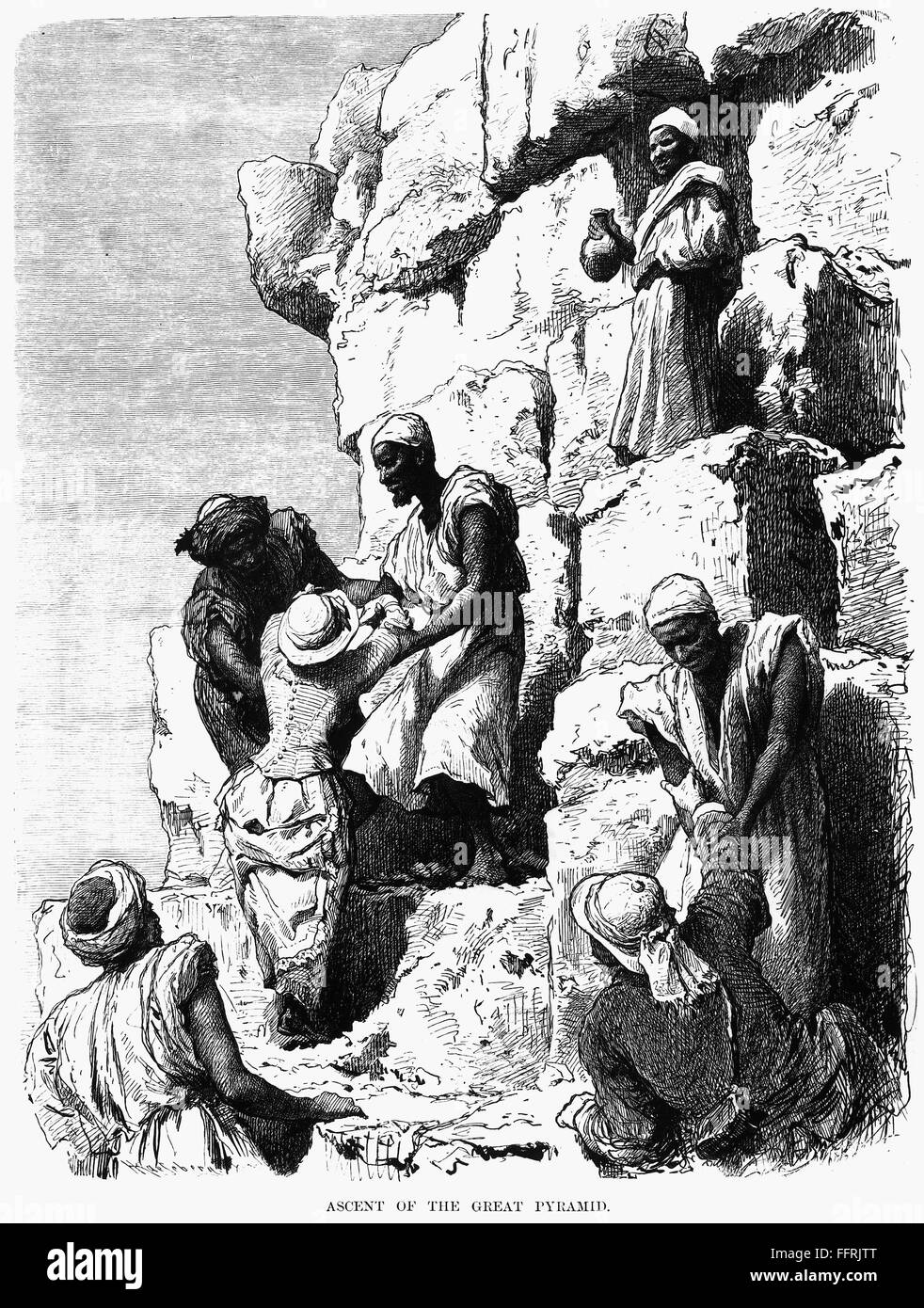 EGYPT: TOURISTS, c1880. /nEgyptian escorts helping tourist scaling the ...