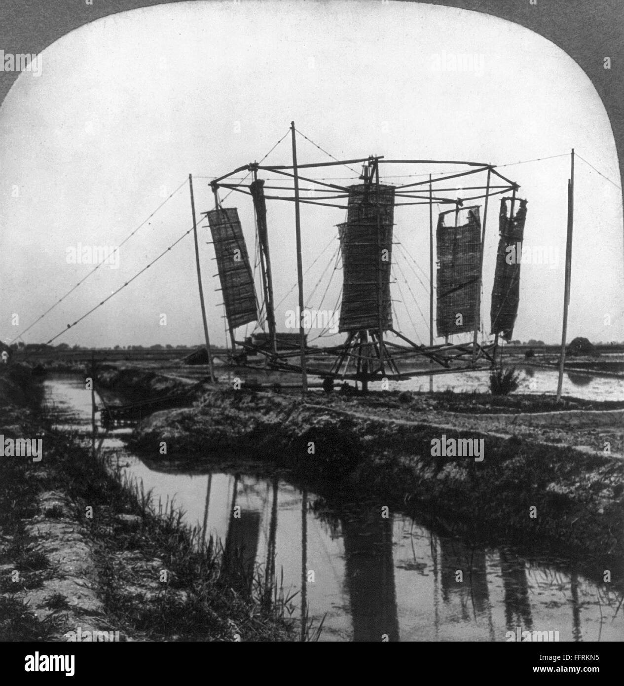 CHINA: WINDMILLS, c1908. /nThe irrigation of rice fields by windmill in ...