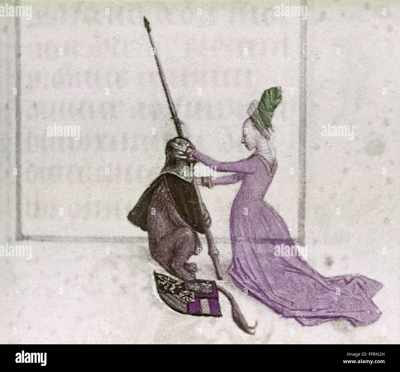 LADY & MONKEY, 15th CENTURY. /nA lady smilingly arms a monkey with a ...