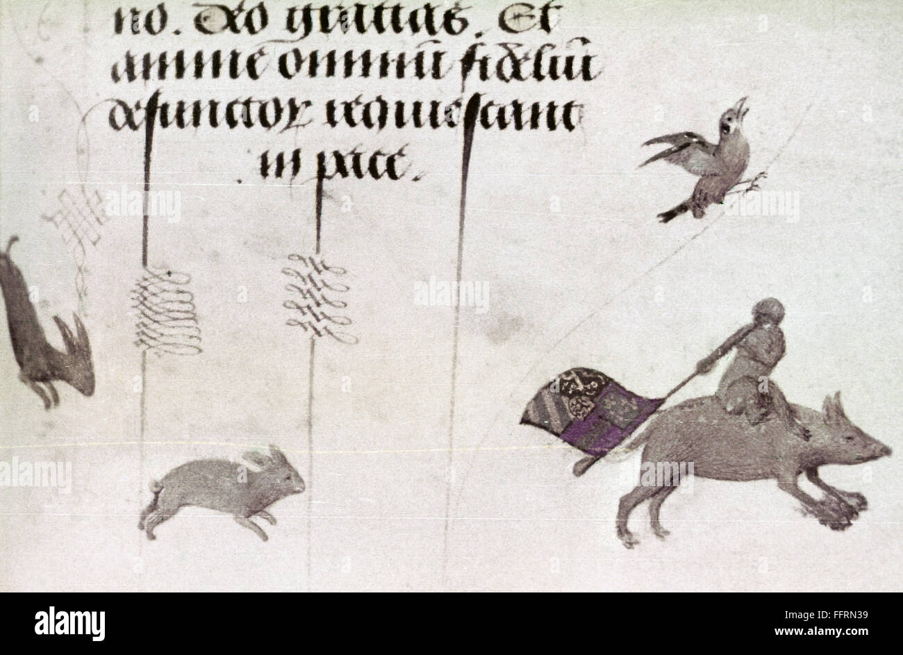 ANIMALS, 15th CENTURY. /nMythological depiction of a monkey riding on a ...