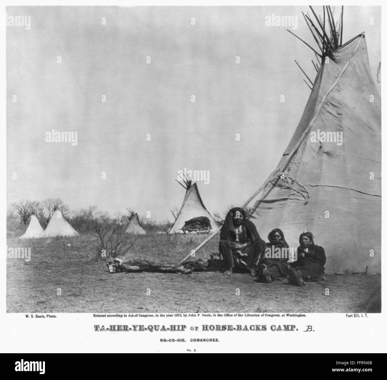 COMANCHES, c1873. /nThree Comanche Native Americans, seated in front of ...