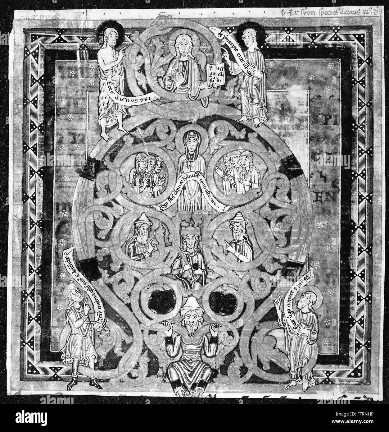 TREE OF JESSE, c1120. /nHistoriated initial 'A' showing the Tree of ...