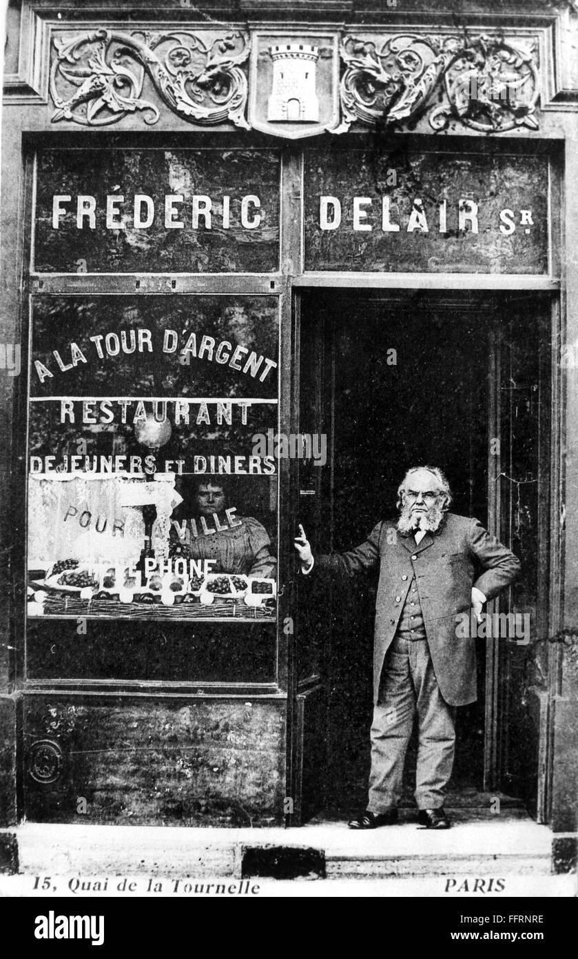 PARIS: RESTAURANT, 1890s. /nFrΘdΘric Delair at the entrance to his ...
