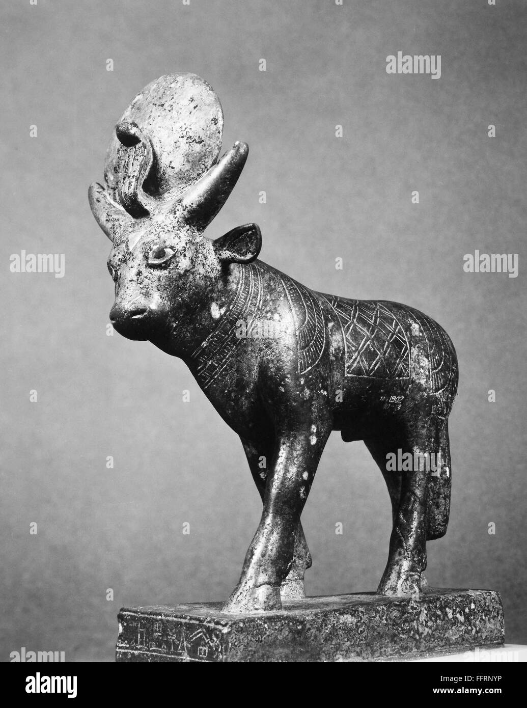 EGYPT: BULL-GOD APIS. /nStatue, 30th Dynasty (380-343 B.C.) from ...